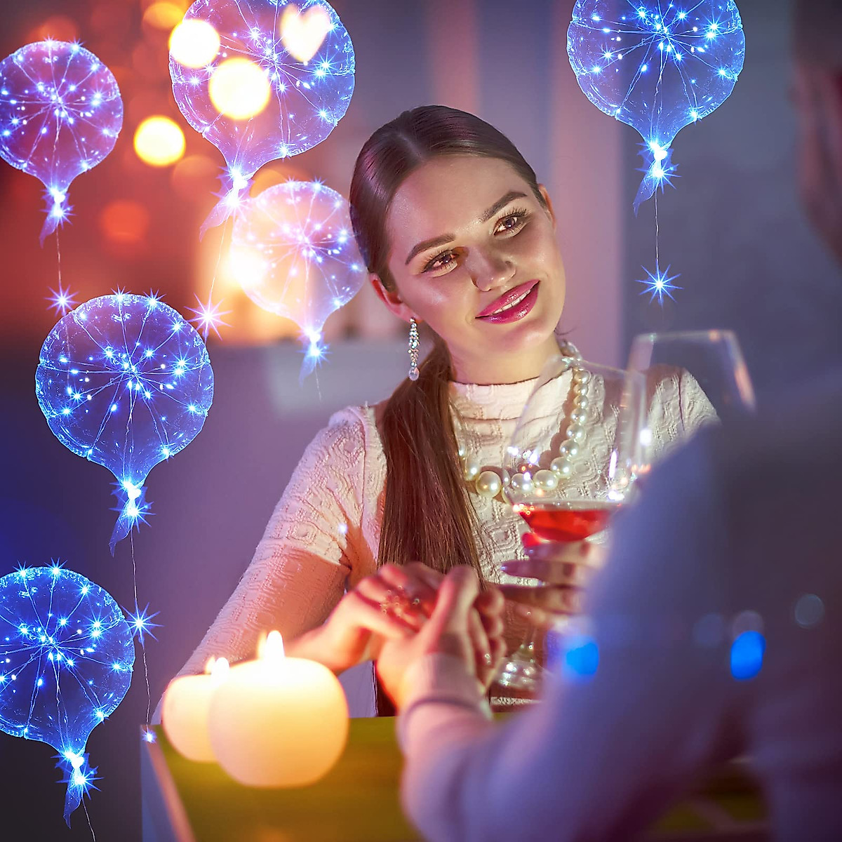 Civaner 12 Packs LED Balloons Light up Balloons for Christmas Party 15 Inch Red Green Blue LED Balloons Bobo Balloons with Lights for Xmas Birthday Party Wedding Decorations(Blue)