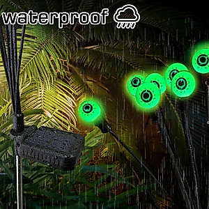 2 Packs Solar Halloween Eyeball Lights Outdoor 20LED Scary Eyeball Swaying Firefly Lights Waterproof Solar Halloween Path Lights for Path, Yard, Lawn, Garden, Landscape, Halloween Party (Green)