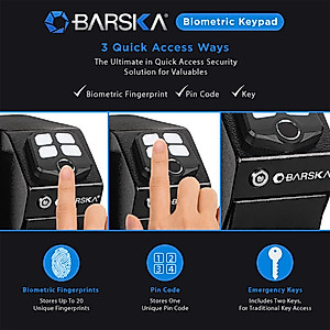 Bsk Bio Keypad Pistol Safe, Black, Pistol Keypad Biometric Safe