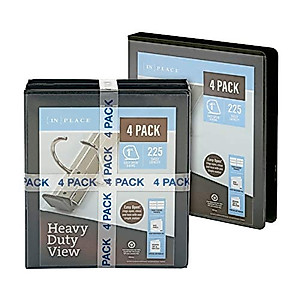 Office Depot® Brand Heavy-Duty View 3-Ring Binder, 1" D-Rings, Black, 49% Recycled, Pack of 4