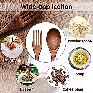 New Wooden Spoons Forks Set Including Wooden Spoons and Wooden Forks Japanese Wooden Utensil Set Reusable Handmade Natural Wood Flatware Set for Cooking Stirring Eating (10)