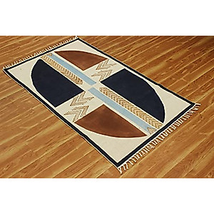 Casavani Hand Block Printed Area Rug Geometric White & Black Cotton Dhurrie Floor Carpet For Doormat Best Uses For Bedroom,Living Room,Dining Room,Kitchen,Purch 10x14 Feet