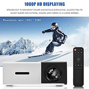 Mini Projector, Stylish Portable LED Movie Projector 1080P HD HDMI Multimedia Player, Suitable for Outdoor Recreation, Home Theaters(US-A)