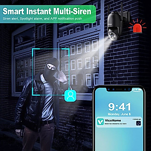Solar Security Cameras Wireless Outdoor, SeeVision 2K Battery Powered PTZ WiFi 3MP Camera for Home with Spotlight, PIR Motion Detection,Siren, Color Night Vision, 2-Way Talk, SD/Cloud Storage