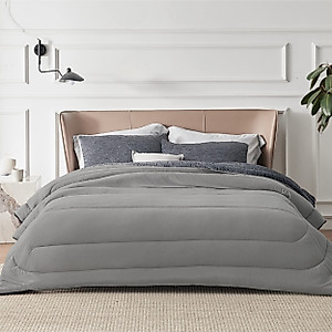 Bedsure Full Comforter Set - Cooling and Warm Bed Set, Dark Grey Reversible Bedding for All Season, 3 Pieces, 1 Full Size Comforter (82"x88") and 2 Pillow Cases (20"x26")