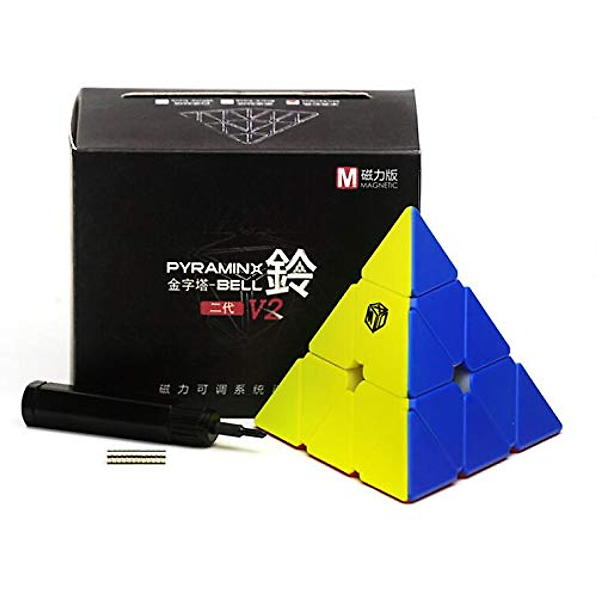 CuberSpeed X Man Bell V2 Pyraminx Stickerless Magnetic Speed Cube X Man Bell Magnetic Pyraminx V2 Cube Puzzle