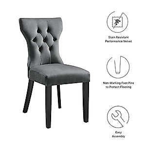Modway Silhouette Velvet Set of 2 Dining Chairs with Gray Finish EEI-5014-GRY