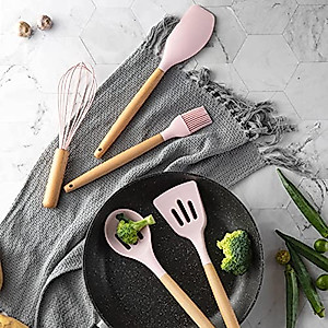 Keidason Silicone Cooking Utensils Set, 12-piece Kitchen Utensil Set Non-stick Cookware Is Heat-resistant, BPA-free, Cooking Tools, Stirring Kitchen Tool Set (Pink)