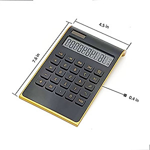 Solar Gold Calculator Standard Function Desktop Calculator LCD 10-Digit Desktop Calculator for Office, Home, (Black)