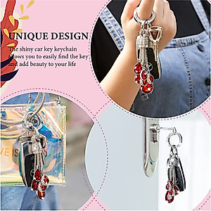 Bling Crystal Car Keychain for Women, Keychain Accessories With Rhinestones, Fashionable Car Key Chain for Car Keys Fit BMW Honda Audi Lexus Ford Mercedes Benz Nissan Cadillac Toyota (2 Red)