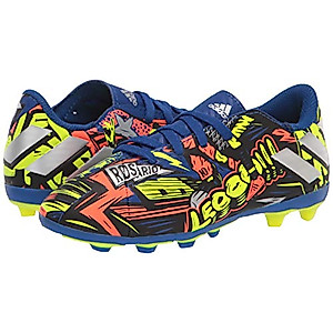 adidas Boy's Nemeziz Messi 19.4 Firm Ground Soccer Shoe, Royal Blue/Silver/Yellow, 2 Little Kid