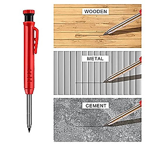Carpenter Pencils, Construction Pencils with Pencil Sharpeners Center Punch Mechanical Carpenters Pencil Woodworking Scribing Tools Set for Carpentry Welders, 5pcs