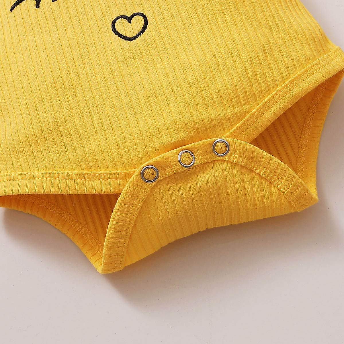MIEKISA Newborn Baby Girls Three-piece Suit T Shirt Rompers Pants Headband Infant Outfit Clothing Sets Bodysuit (Yellow, 3 Months)