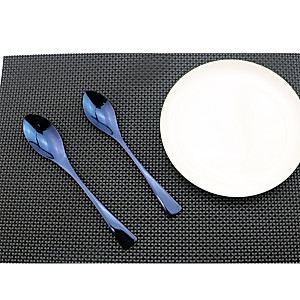 Uniturcky Flatware Set 18/10 Stainless Steel Mirror Polished Blue Cutlery - Silverware Utensil Set of Serrated Steak Knife Dinner Fork Knife Spoon Salad Fork Dessert Spoon,24 Piece Service for 4