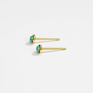 Sterling Silver Opal Stud Earrings for Women 18K Gold Plated Tiny Gemstone Stacking Earrings Birthstone Women's Earrings