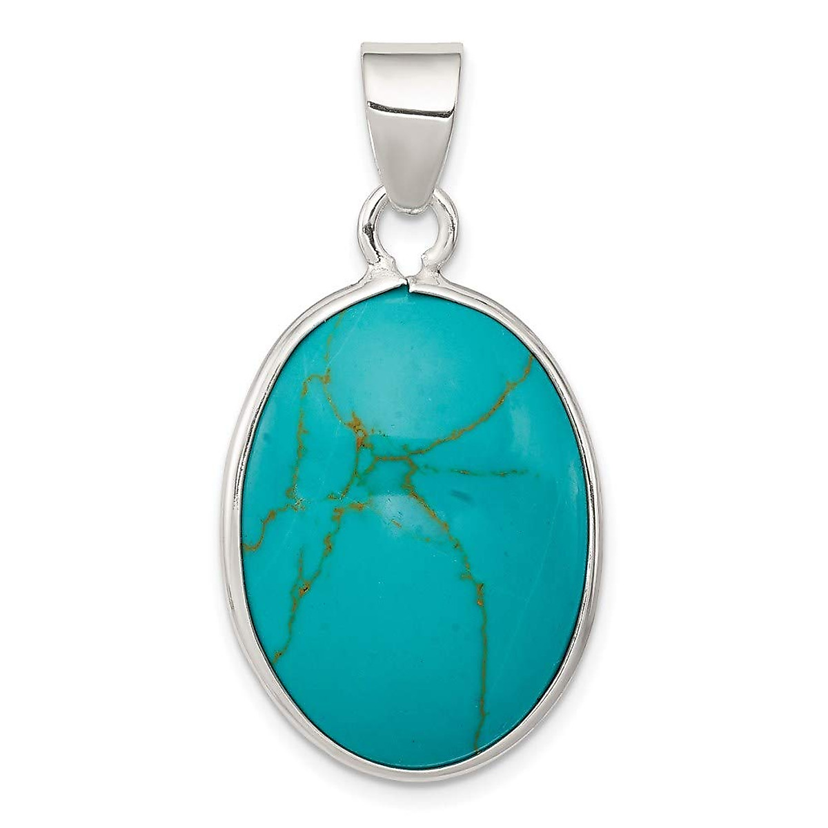 Sterling Silver Oval Turquoise Pendant QQP1323