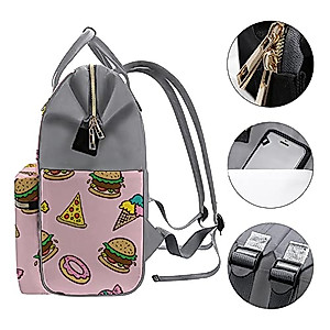 Fast Food Burger Pizza Diaper Bag Backpack Large Capacity Mommy Bags Multifunction Nappy Bag Travel Back Pack Gray-Style