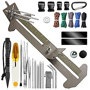 Adoture Direct Paracord Bracelets Jig Kit Professional Paracord Jig and Tools DIY Knot Kit with Paracord Needle Set ​and Random Colors Paracords (Khaki)