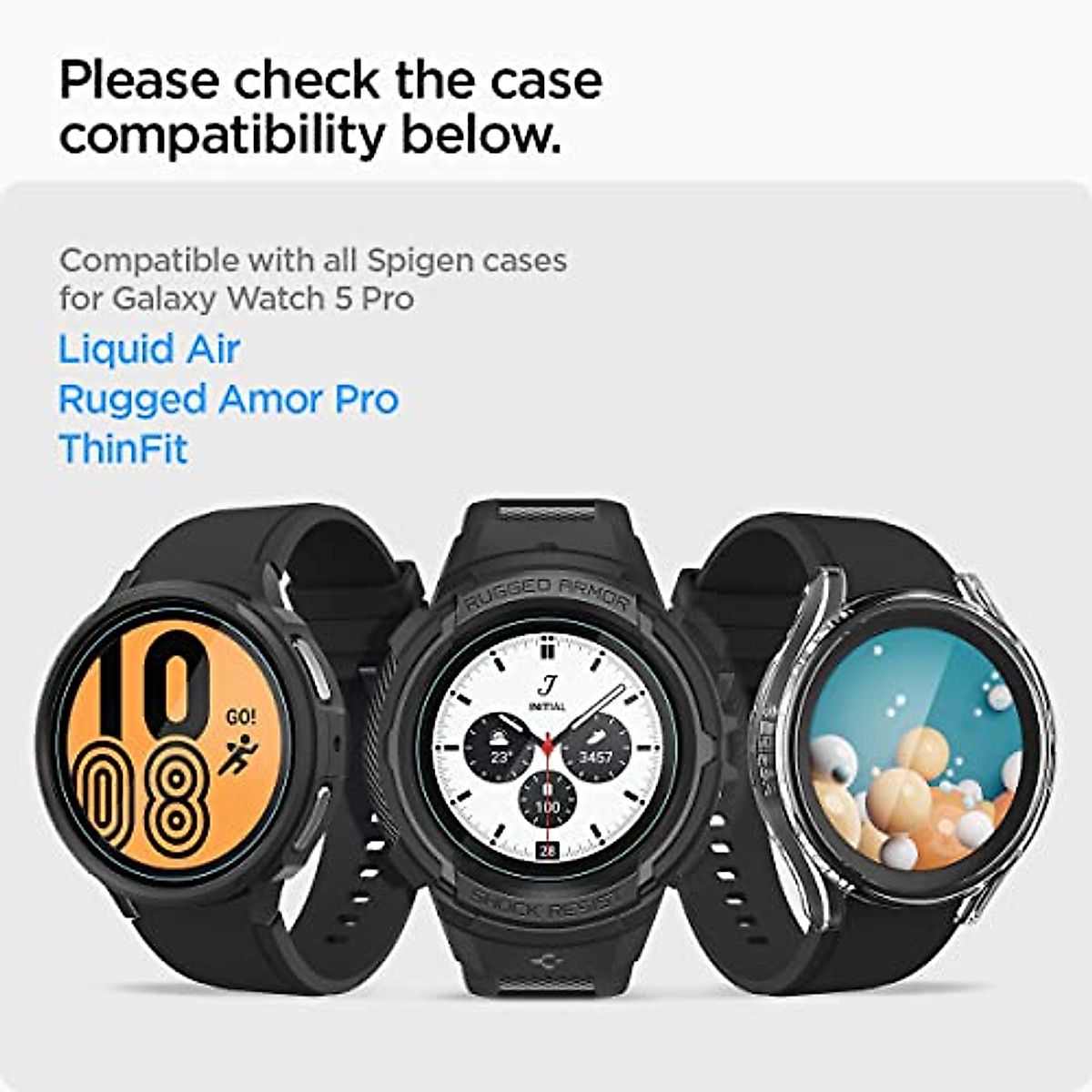 Spigen Tempered Glass Screen Protector [GlasTR EZ FIT] designed for Galaxy Watch 5 Pro - 2 Pack