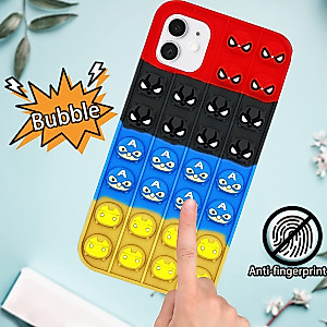 Courgas for iPhone 11 Case for Boys Kids, Cartoon Bubble Silicone Anti-Slip Shockproof Anti-Scratch Anti-Fingerprint, Includes Detachable Lanyard Strap, 6.1 inch