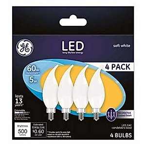 GE Lighting 37463 LED Decorative Light Bulb, Frosted, 5-Watts, 4-Pk. - Quantity 1