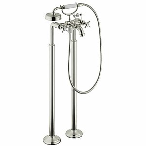AXOR Classic Montreux 2-Handle 20-inch Wide Wall-Mounted Freestanding Bathtub Faucet with Handshower in Brushed Nickel, , 16547821