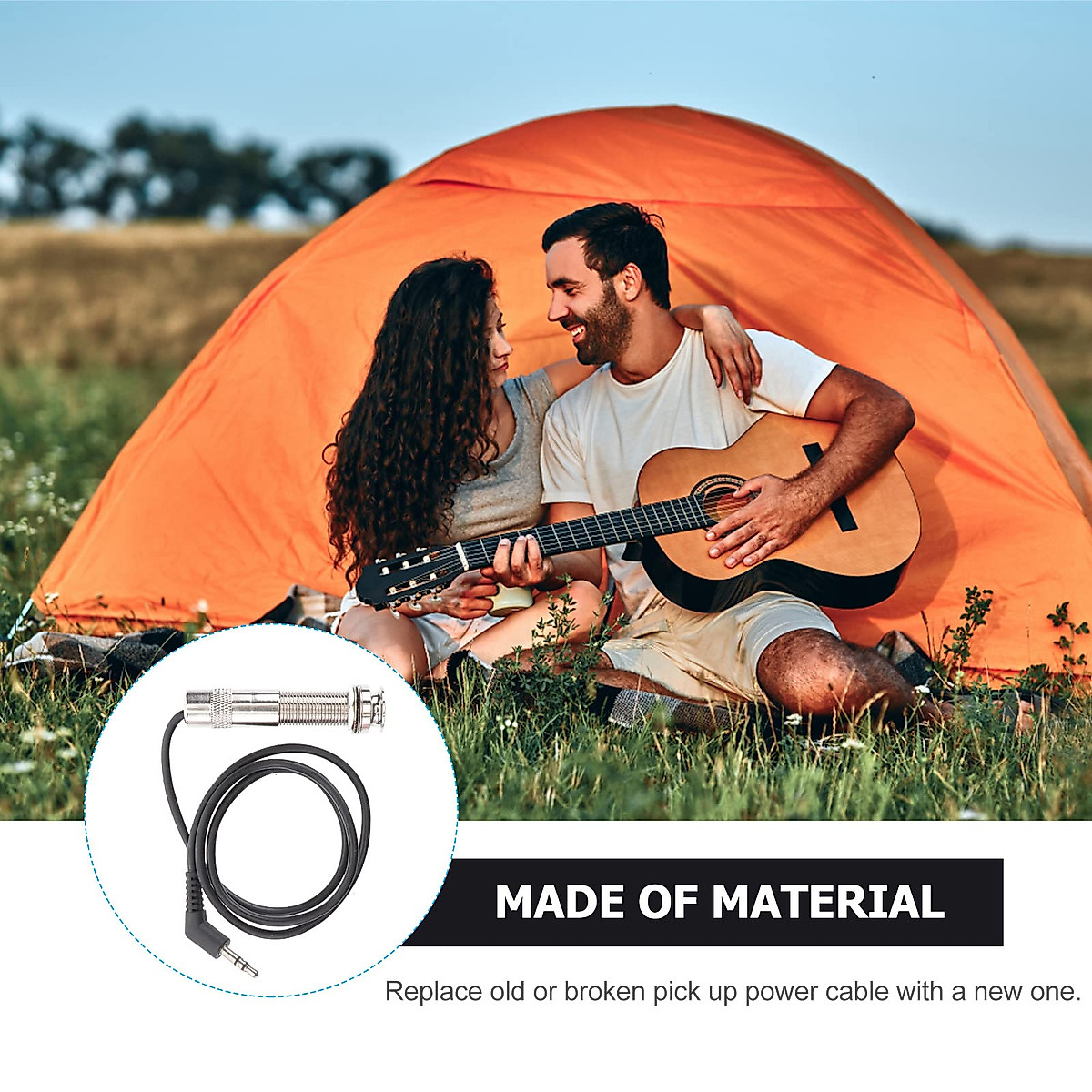 Guitar Pickup Cable Piezo Cable Endpin Output Jack Guitar Adapter Stereo Instrument Cable 600mm (Black)