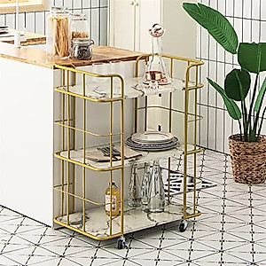 JYDQM Kitchen Shelf Wheels Trolley Bathroom Gap Rack Sundries Storage 3-Tier Storage Utility Cart Gold Rolling