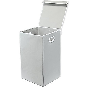 Simple Houseware Foldable Laundry Hamper Basket with Lid, Grey