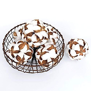 CIR OASES 4.5 Inch Cotton Decor Balls for Rustic Farmhouse Decor，Ornaments，Vase Bowl Filler, Trays, Weddings, Parties, White/Brown, Set of 6