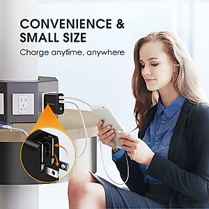 USB C Wall Charger - AMMOD 65W GaN Charger, 2-Port Wall Charger, Fast Charging Type C Charger with Foldable Plug