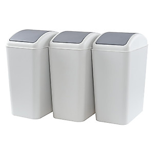 Taysisiter 4.5 Gallon Slim Plastic Trash Can with Lid, Swing Top Garbage Bin, 3 Packs