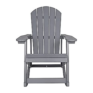 Flash Furniture Savannah Poly Resin Wood Adirondack Rocking Chair - All Weather Gray Polystyrene - Stainless Steel Hardware - Set of 2
