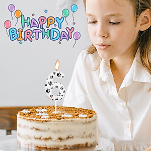 iNINGER White Number 3 Candle,Dog Paw Print Birthday Candles,Dog Paw Cake Toppers Candles for Numeral Birthday Candles for Boy Girl Dog Paw Birthday Decoration Cat Dog Party Supplies