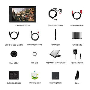 2021 HUION KAMVAS 16 Graphics Drawing Tablet with Full-Laminated Screen Anti-Glare 10 Express Keys Android Support Battery-Free Stylus 8192 Pen Pressure Tilt Adjustable Stand - 15.6 Inch Pen Display