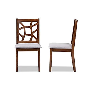 Baxton Studio Abilene Mid-Century Grey Fabric Upholstered and Walnut Brown Finished Dining Chair