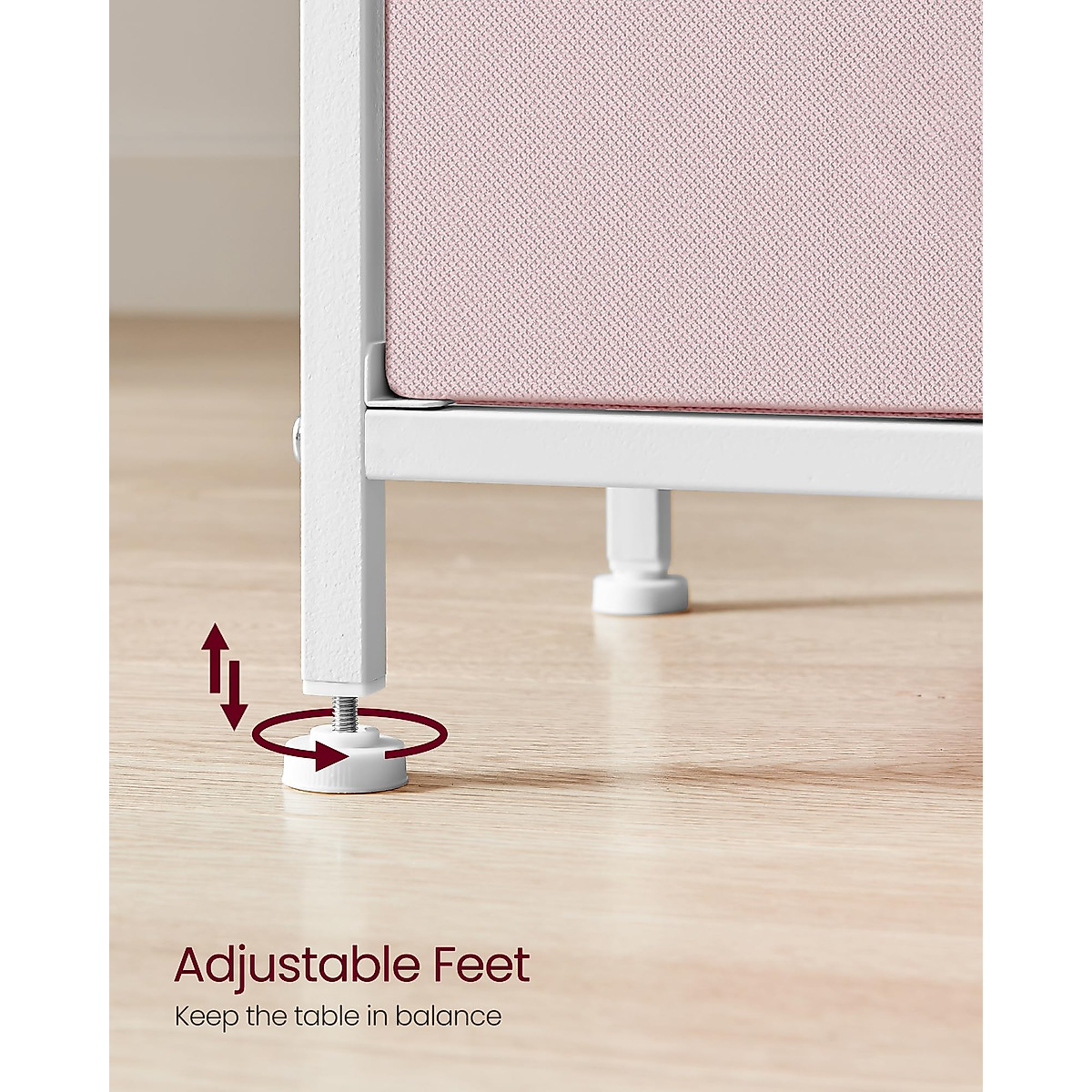 VASAGLE Nightstand, Side Table with 2 Fabric Drawers, 24-Inch Tall End Table with Storage Shelf, Bedroom, Jelly Pink and White ULGS025R05