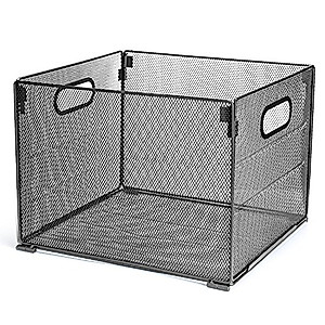 Samstar 2 Pack File Folder Box, Mesh Metal File Crate Organizer Box Hanging File Holder Rack Frame, Letter Size, Black