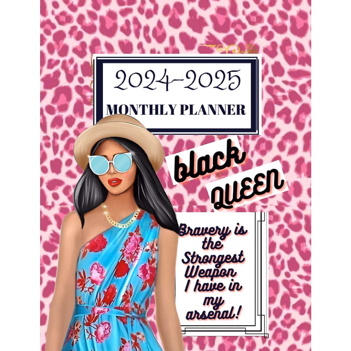 BLACK QUEEN 2024-2025 LARGE TWO YEAR MONTHLY PLANNER- FEDERAL HOLIDAYS AND WITH 24MONTHLY CALENDAR AFRO-AMERICAN MELANIN WOMEN: Contains CONTACT info, ... TRACKER, Great gift for CHRISTMAS NEW YEAR