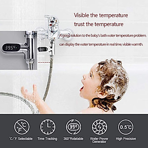 KAMEISHI Shower Thermometer Second Generation Led Digital Display Baby Bath Water Fahrenheit Celsius Thermometer 360°Rotating Screen for Home Bathroom Kitchen k2
