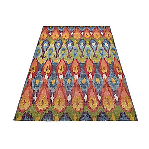 Unique Loom Outdoor Modern Collection Area Rug - Ikat (4' 1" x 6' 1" Rectangle, Multi/ Burgundy)