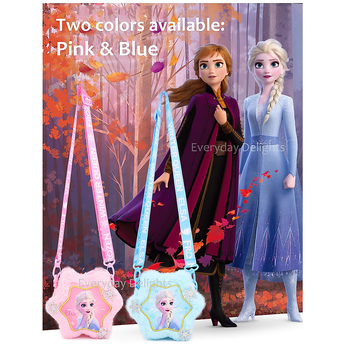 Frozen Elsa Plush Crossbody Shoulder Handbag in Snowflake Shape for Girls Kids Children – Pink