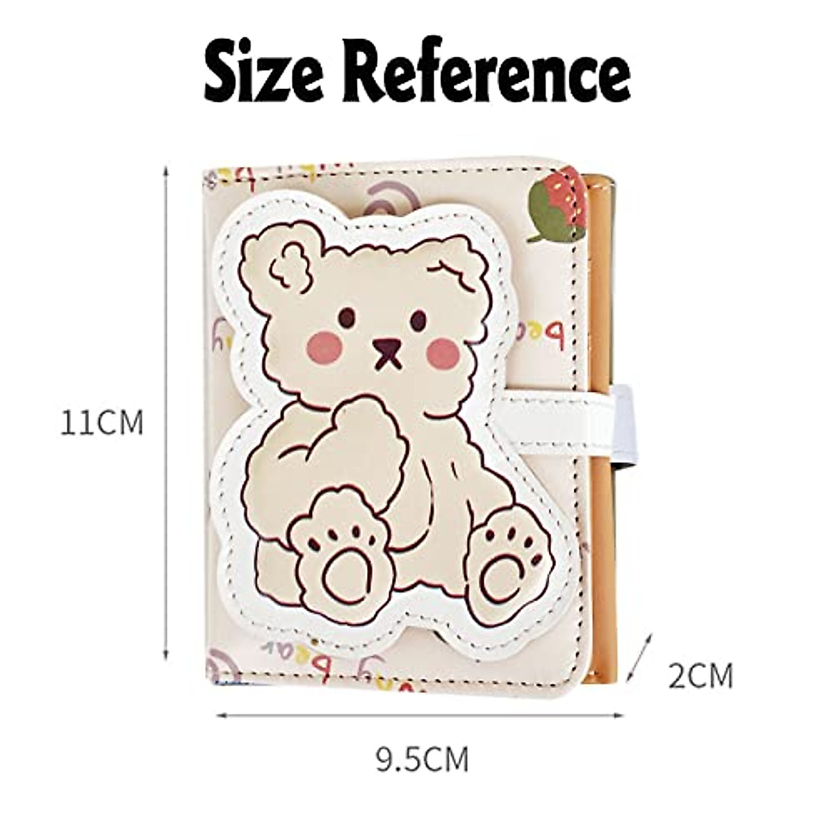 JELLYEA Kawaii Bear Wallet Cute Cartoon Card Holder Girls Coin Purse Anime Key Bag Card Case Front Pocket Wallet (Beige-1)