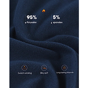 MANCYFIT Thermal Pants Women Fleece Lined Leggings Womens Thermal Underwear Bottoms Contrast Color Stitching Winter Leggings Navy and White Lines X-Small