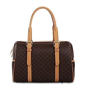 Rioni the Michigan Carrier St20272 Classic Signature Brown Canvas Leather Satchel Shoulder Bag