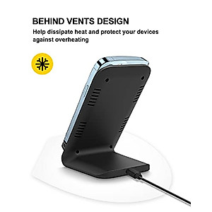 Fast Wireless Charger, Trummul Upgraded 10W Wireless Charging Stand Compatible with iPhone 13 12 11 Pro XR XS 8 Plus Galaxy S22 S21 S10 Note 20 10 Google LG and Other Wireless-Enable Phones