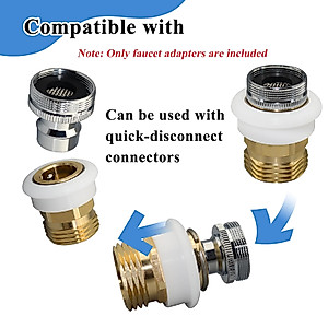 2 Pcs Dishwasher Faucet Thread Adapter, 15/16-27 Male or 55/64-27 Female Dishwasher Snap Adapter Connection, Chrome (with Filter)