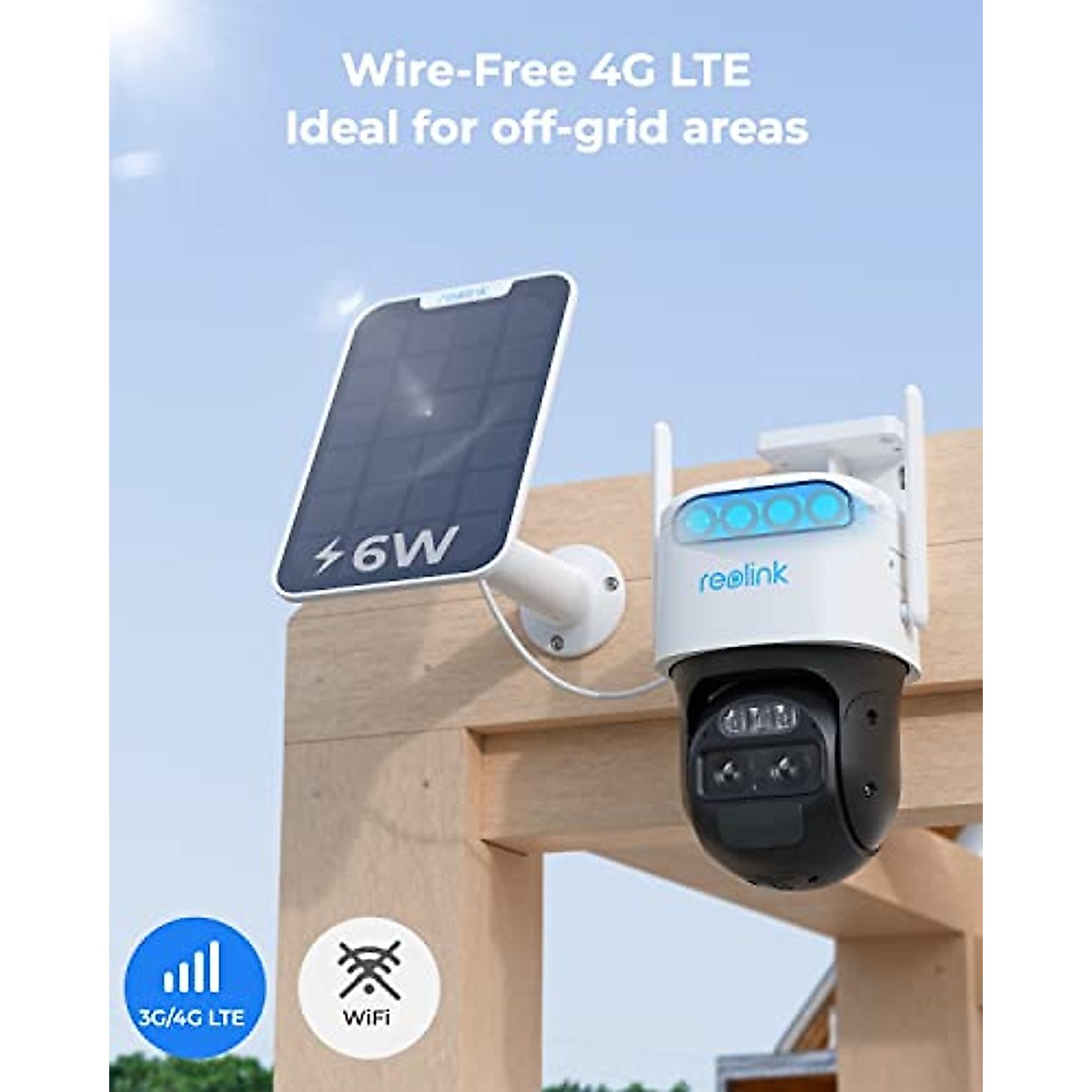 REOLINK TrackMix LTE+SP - 4G Cellular Security Camera Outdoor, No WiFi Needed, 2K PTZ Camera with Auto Tracking, 6X Hybrid Zoom, Wireless Solar Powered, Color Night Vision with Spotlight, AI Detection