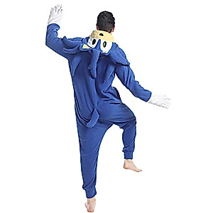 Oiziuzio Adult Animal Onesies Unisex Holloween Costume Hedgedog Pajamas for Women Men Blue L