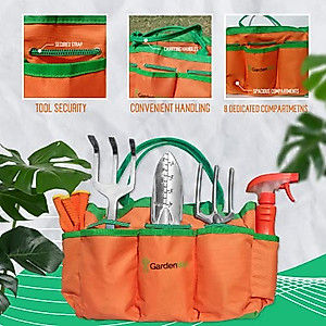 Gardening Hand Tool Set, 10 Pack Stainless Steel Kit with Tote Bag, Planting Accessories, and Lawn Care Tools - for Men and Women Gardeners - for Outdoor Garden Works and Yard Planting by GardenWerx